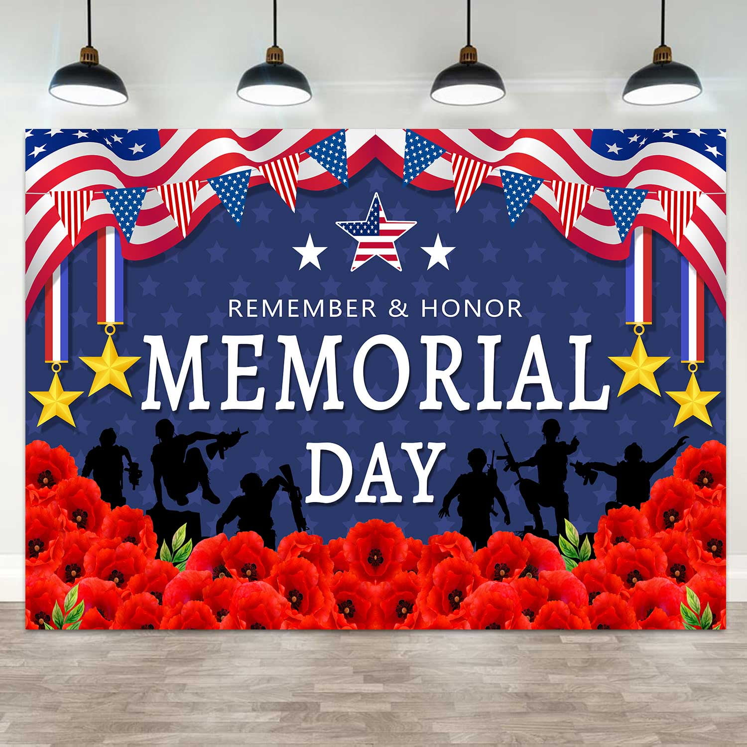 Memorial Day Backdrops for Photoshoot, Thank You Veterans Patriotic ...