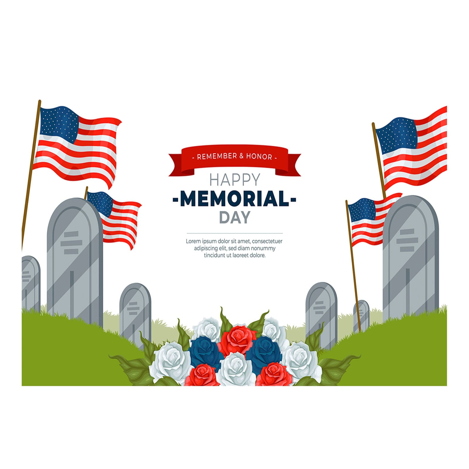 Memorial Day Background To All Those Who Serve As Patriotic Day Banner ...
