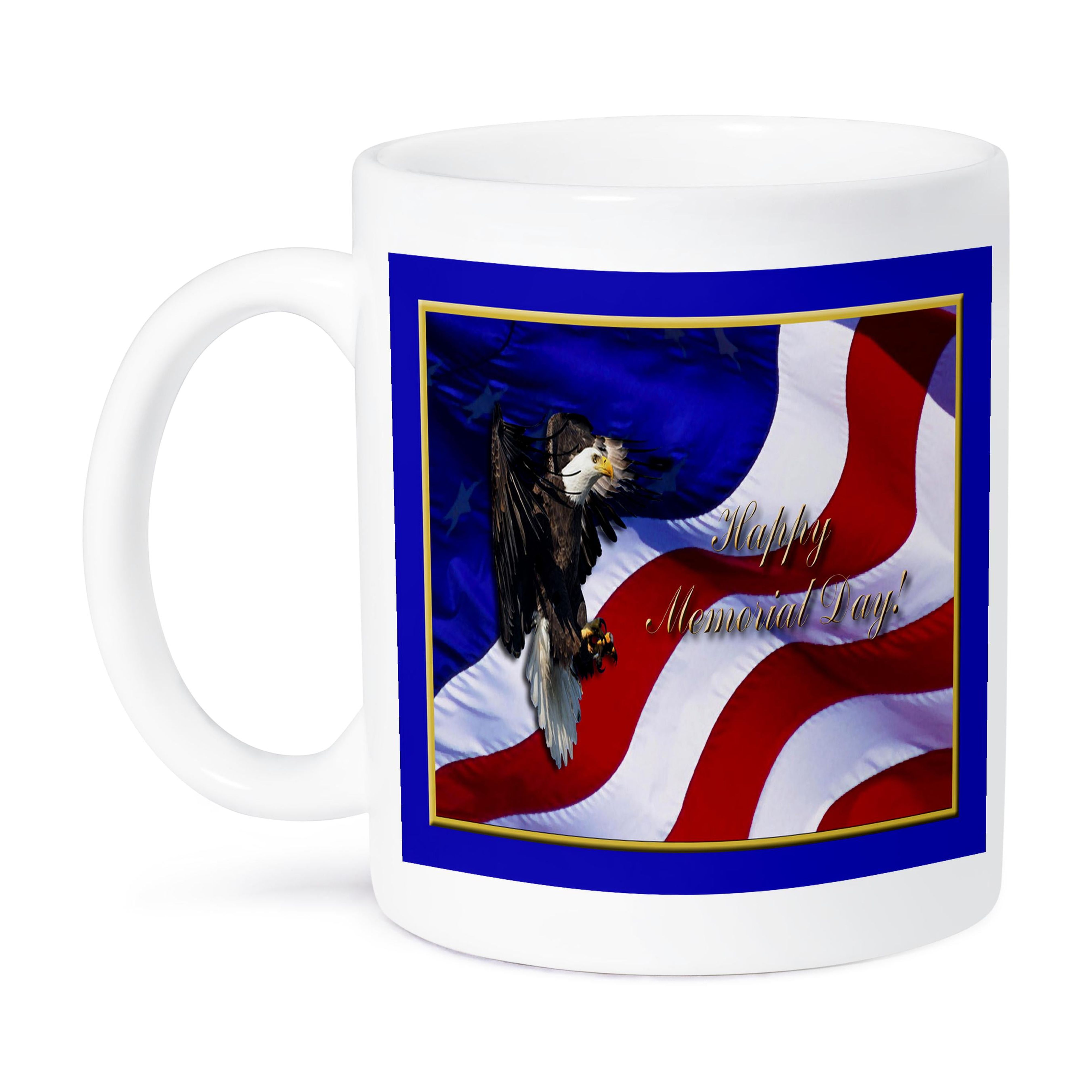 3dRose, Memorial Day Bald Eagle with American Flag, 15oz Mug - Walmart.com