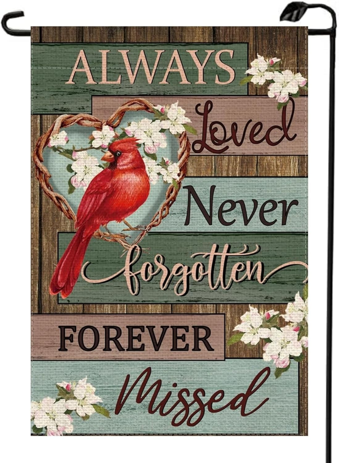 Memorial Day Cardinal Garden Flag Double Sided for Outside Always Loved ...