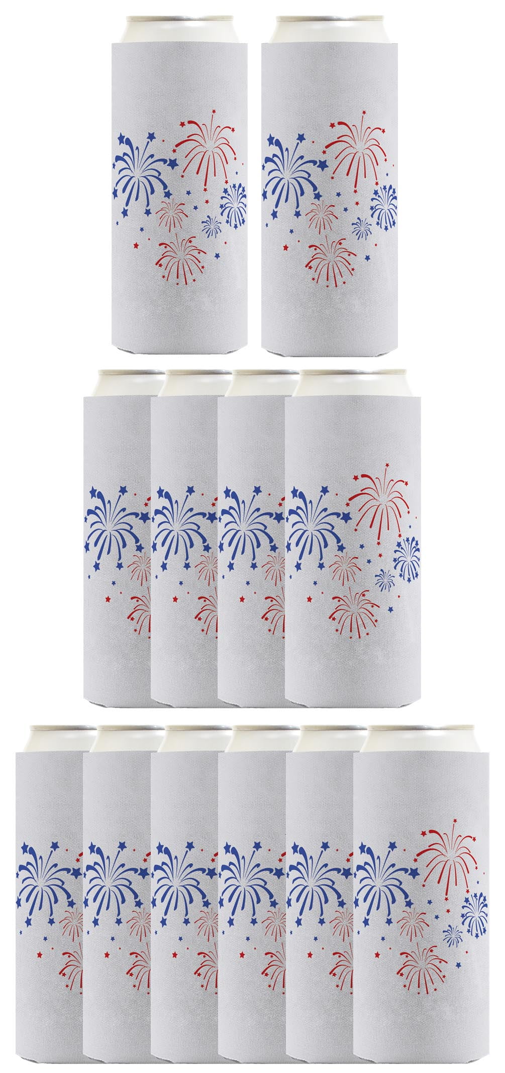 Memorial Day Cookout Favors Fireworks Light Blue 12-Pack Ultra Slim Can ...