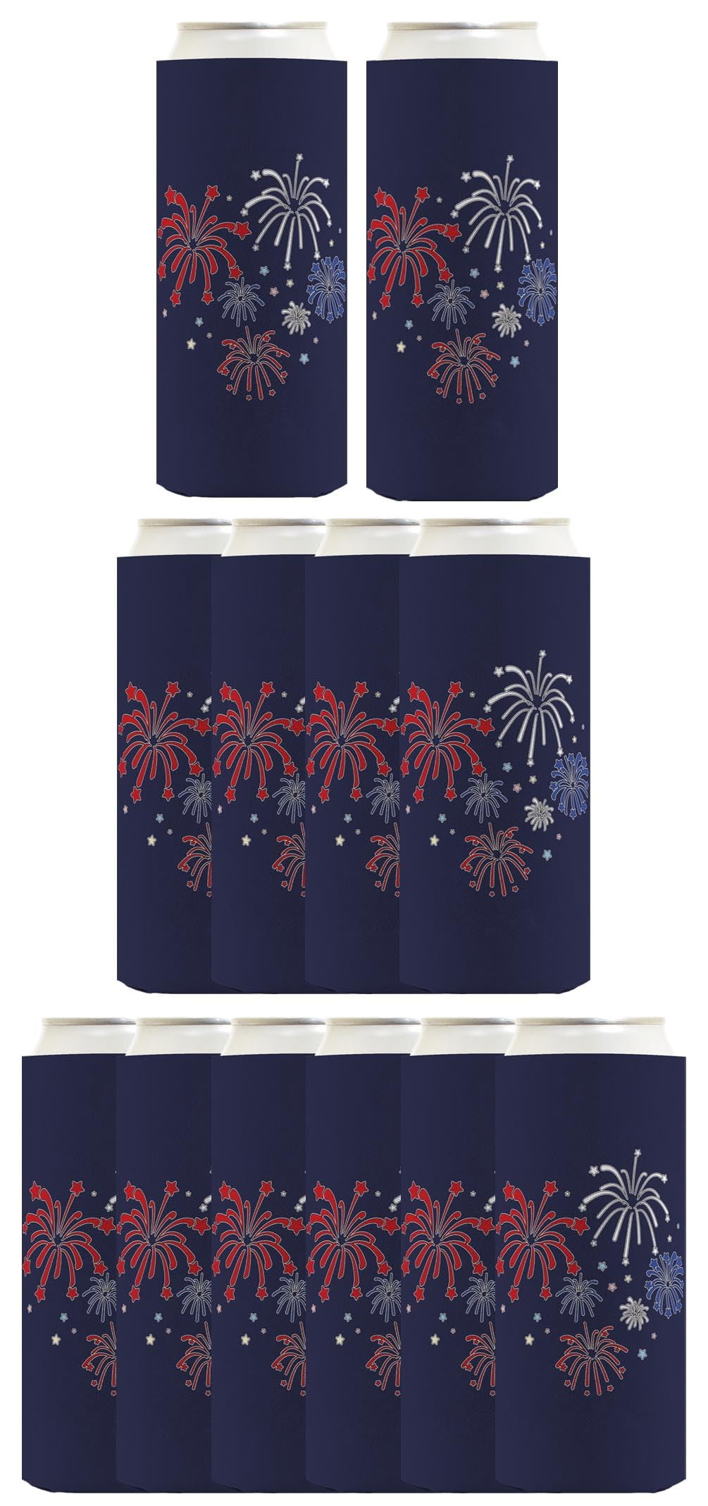Memorial Day Cookout Favors Fireworks Navy 12-Pack Ultra Slim Can ...