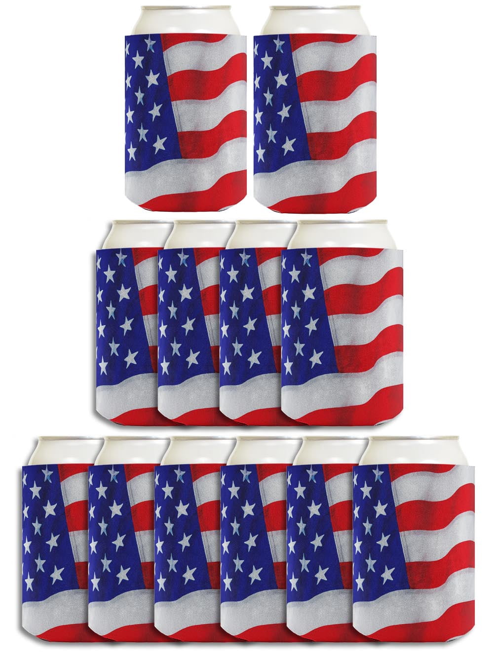 Memorial Day Cookout Favors USA Flag Waving Horizontal 12-Pack Can ...