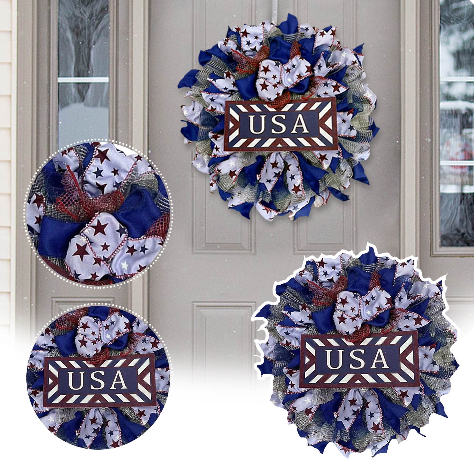 Memorial Day Decor Patriotic Independence Day Wreaths,Front Door Wreath ...