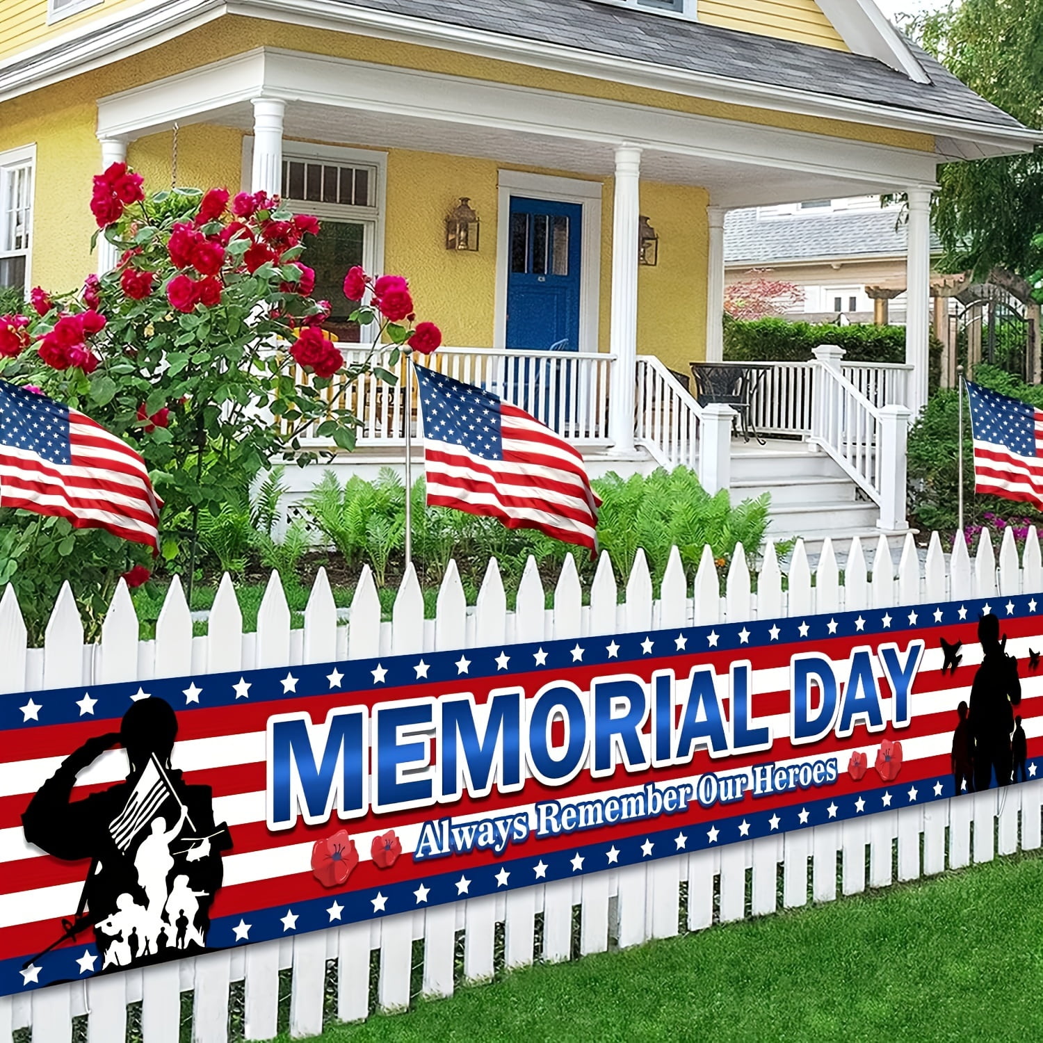 Memorial Day Decorations Banner, Patriotic Yard Banner For Indoor ...