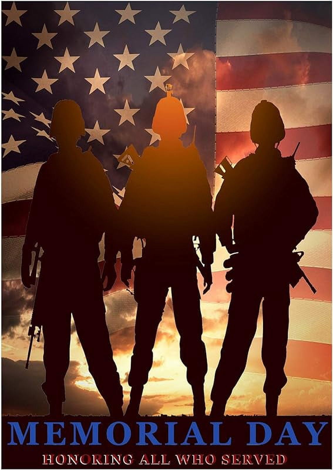 Memorial Day Double Sided Flag 12" x 18" American Military Soldiers ...