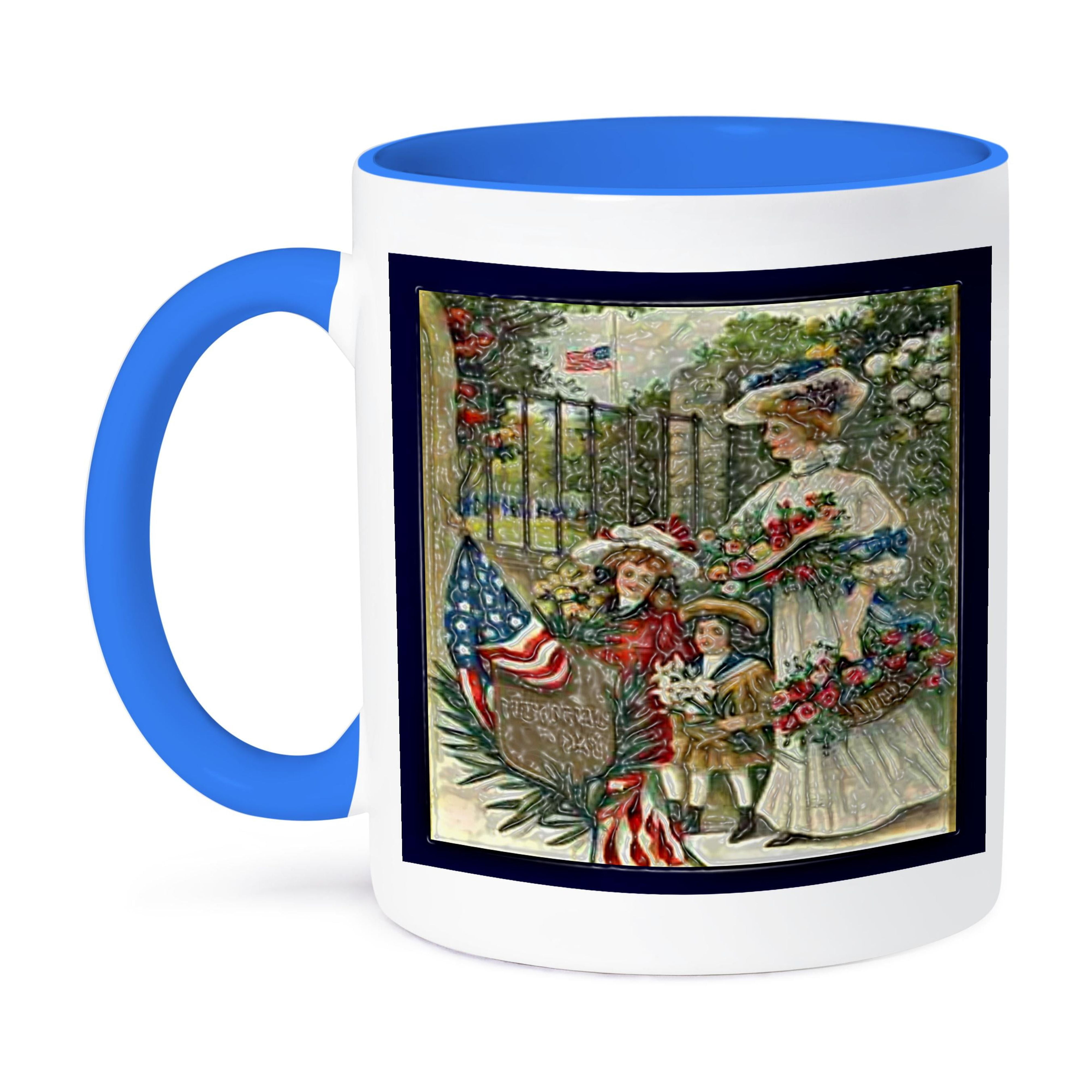 3dRose, Memorial Day Family Plastic Texture, 11oz Two-Tone Blue Mug ...