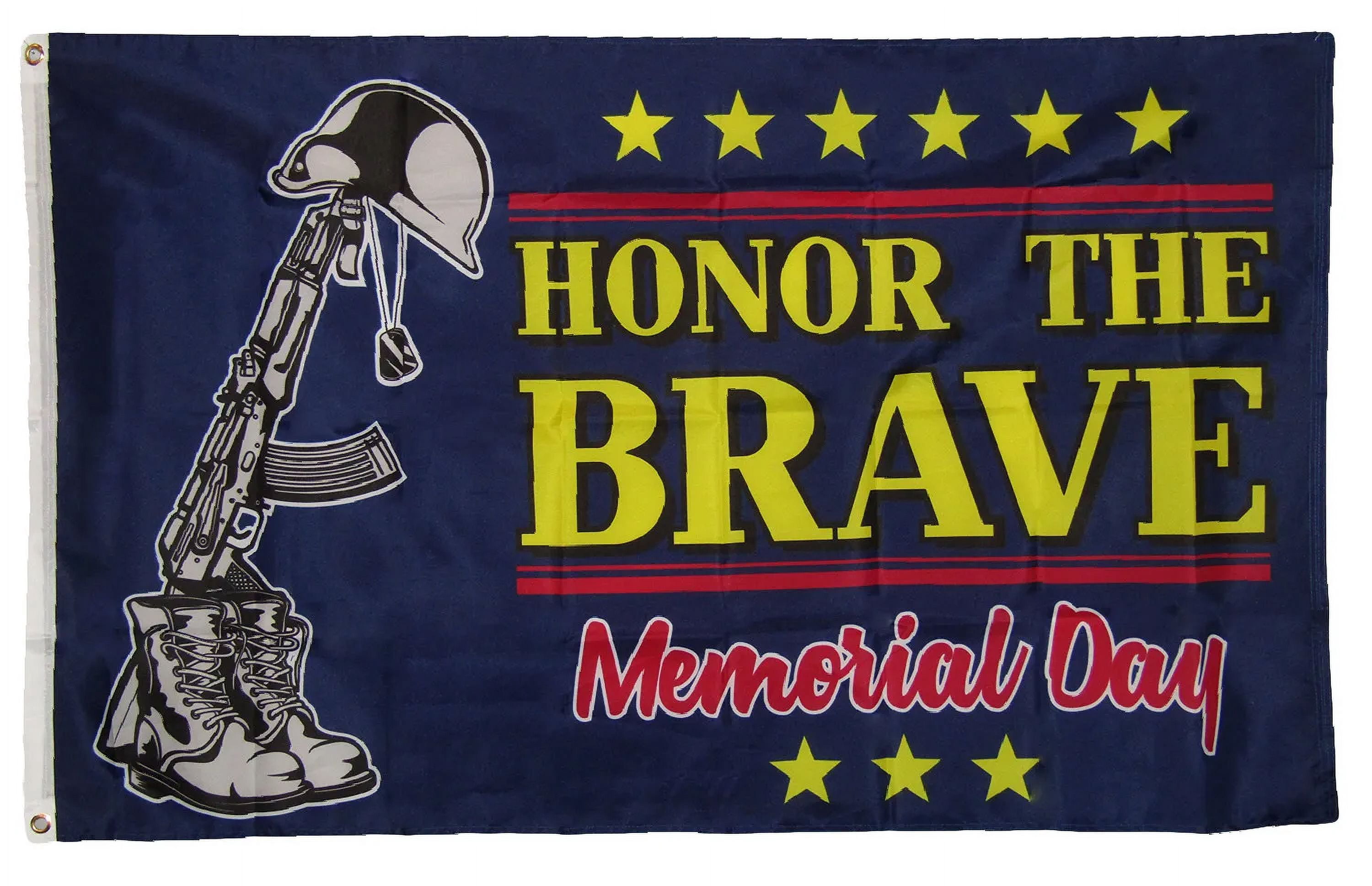 Memorial Day Flag 3x5 ft Honor the Brave Holiday Veterans Banner 100D ...