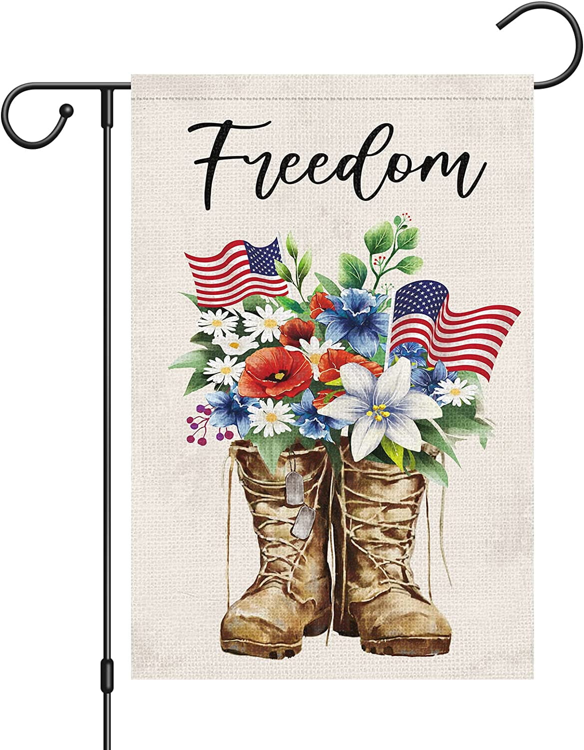 Memorial Day Freedom Boots Garden Flag 12x18 Double Sided Vertical ...