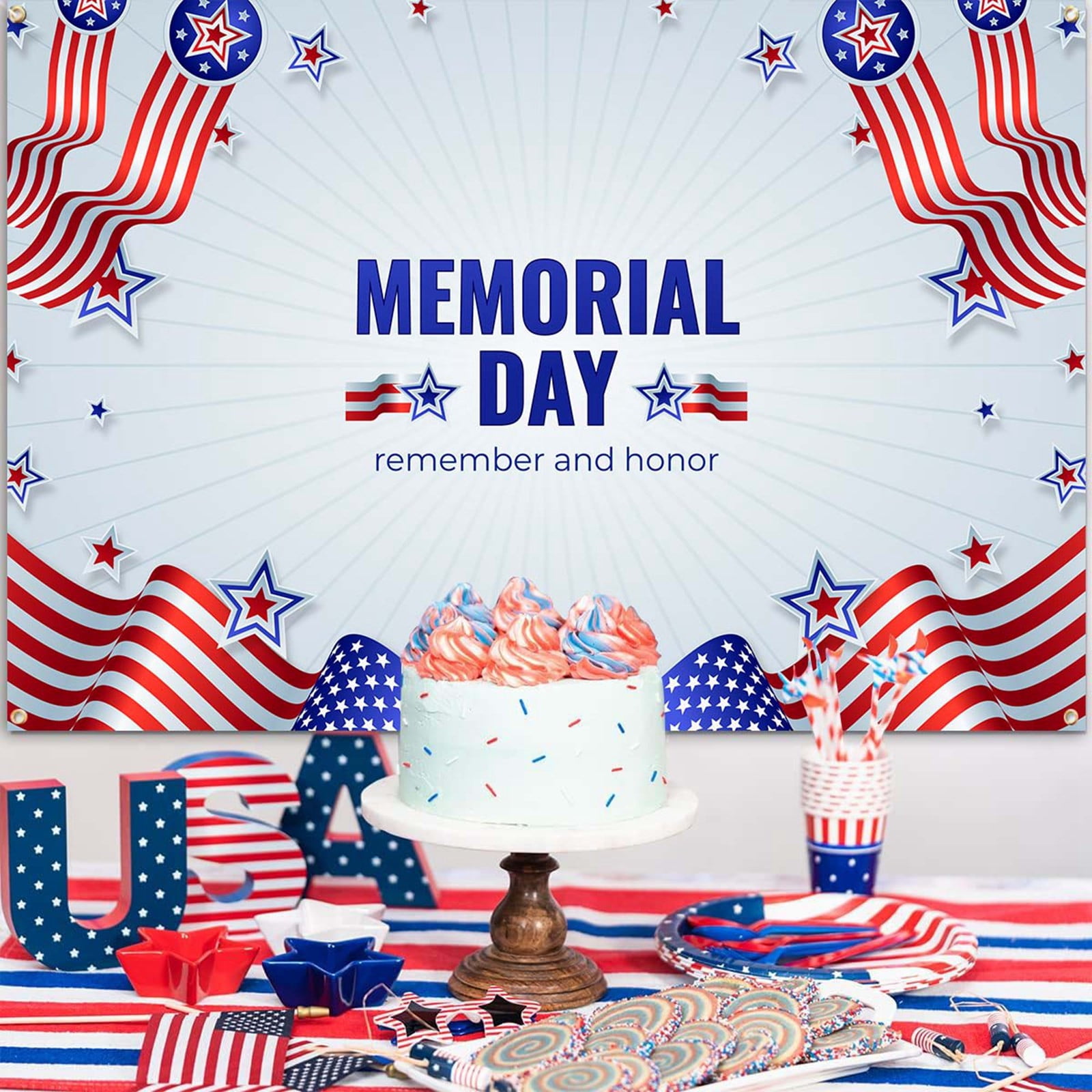 Memorial Day Garage Door Decoration Garage Door Banner Mural Cover Large Party 7 X 8 Ft 2024