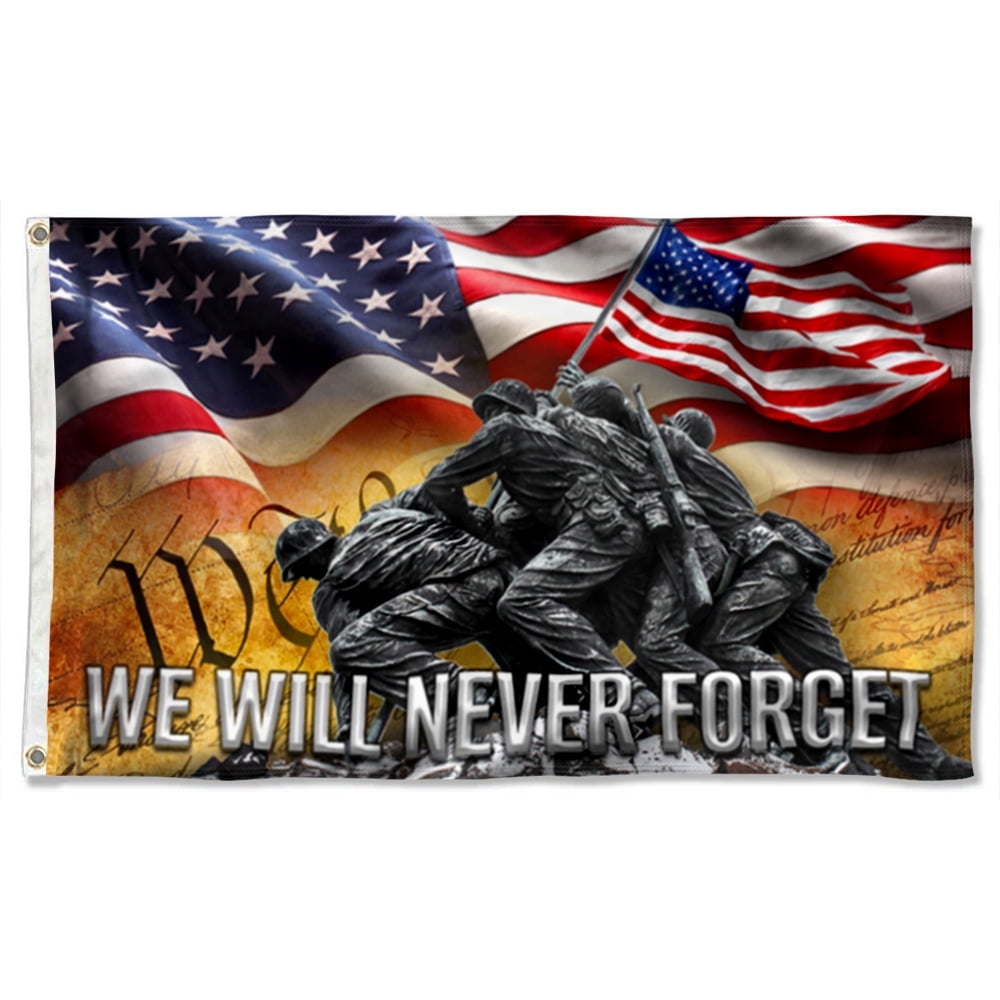 Memorial Day Grommet Flag We Will Never Forget Flag 3x5Feet Banner with ...