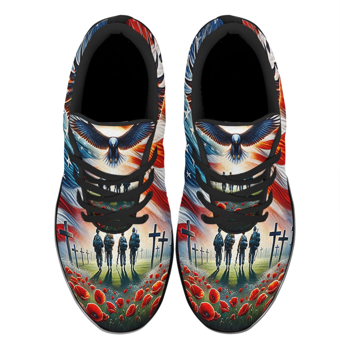 Memorial Day Honor The Fallen Veteran Shoes Sneakers Black Size 8.5 ...