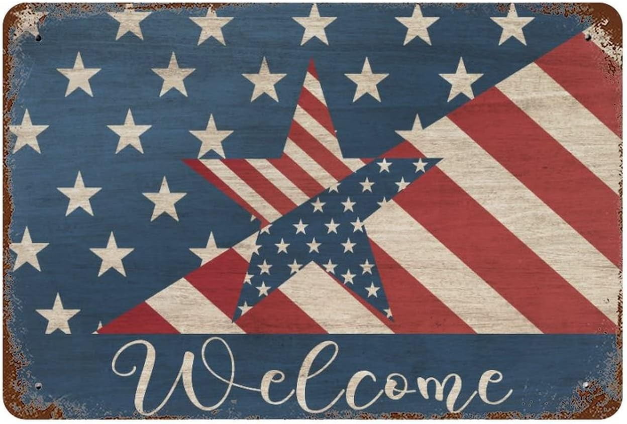 Memorial Day Independence Day 8"x12" in Aluminum Sign, Welcome Star Red ...
