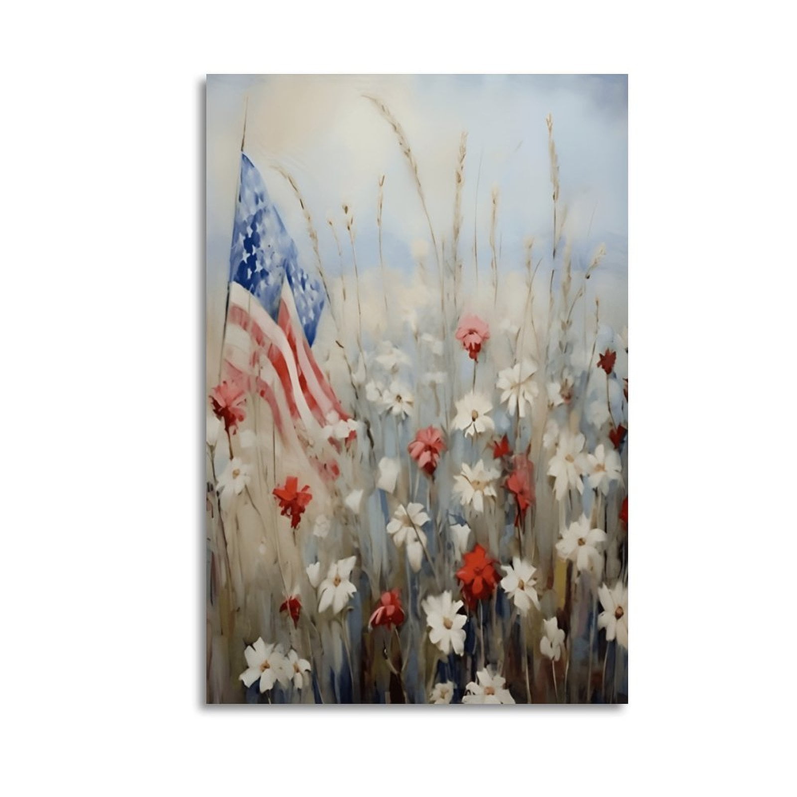Memorial Day Independence Day Decor, Summer Poster Wrapped Wooden Frame ...