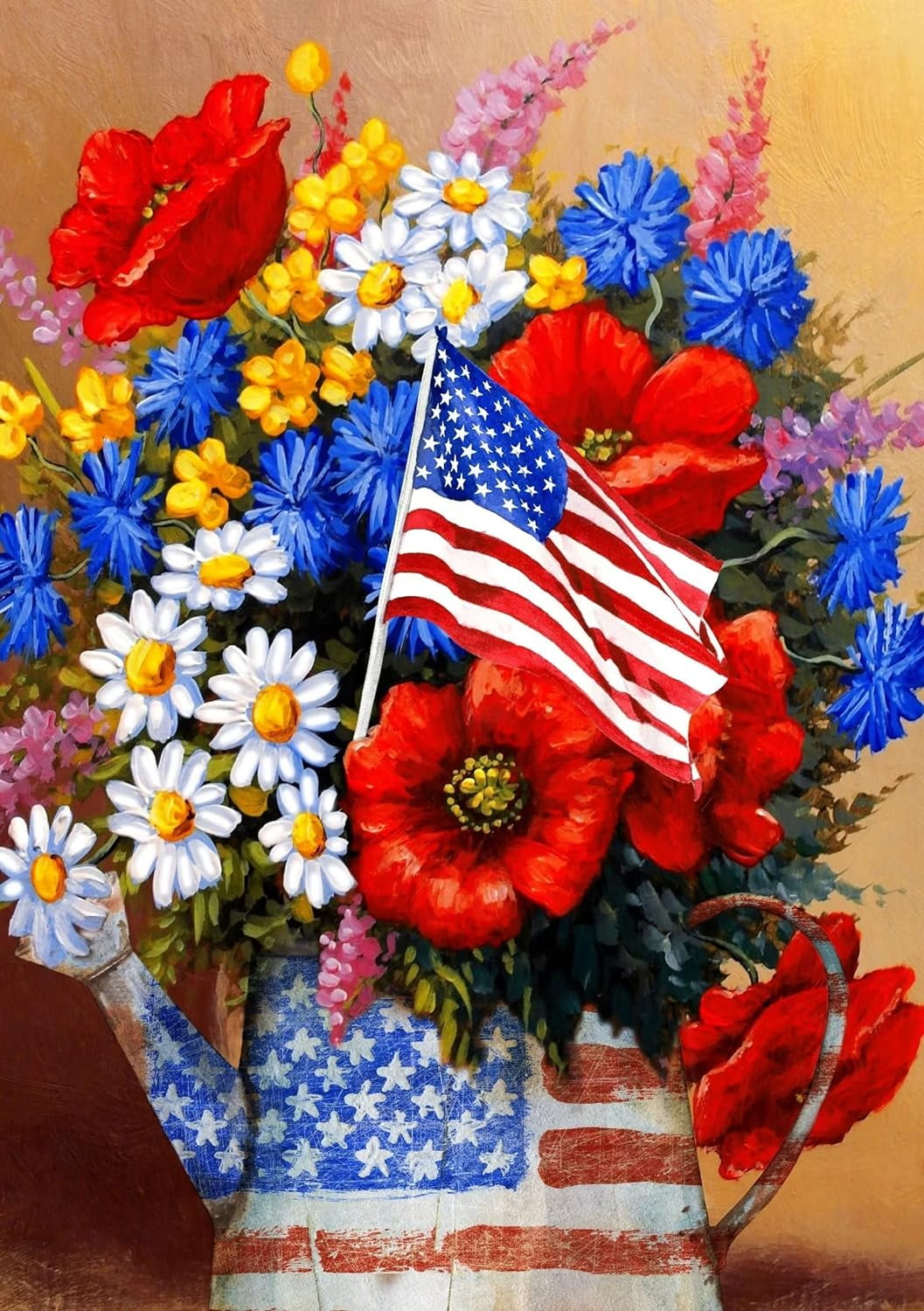 Memorial Day July 4th Patriotic Pansies Poppies Daisy Welcome Patriotic ...