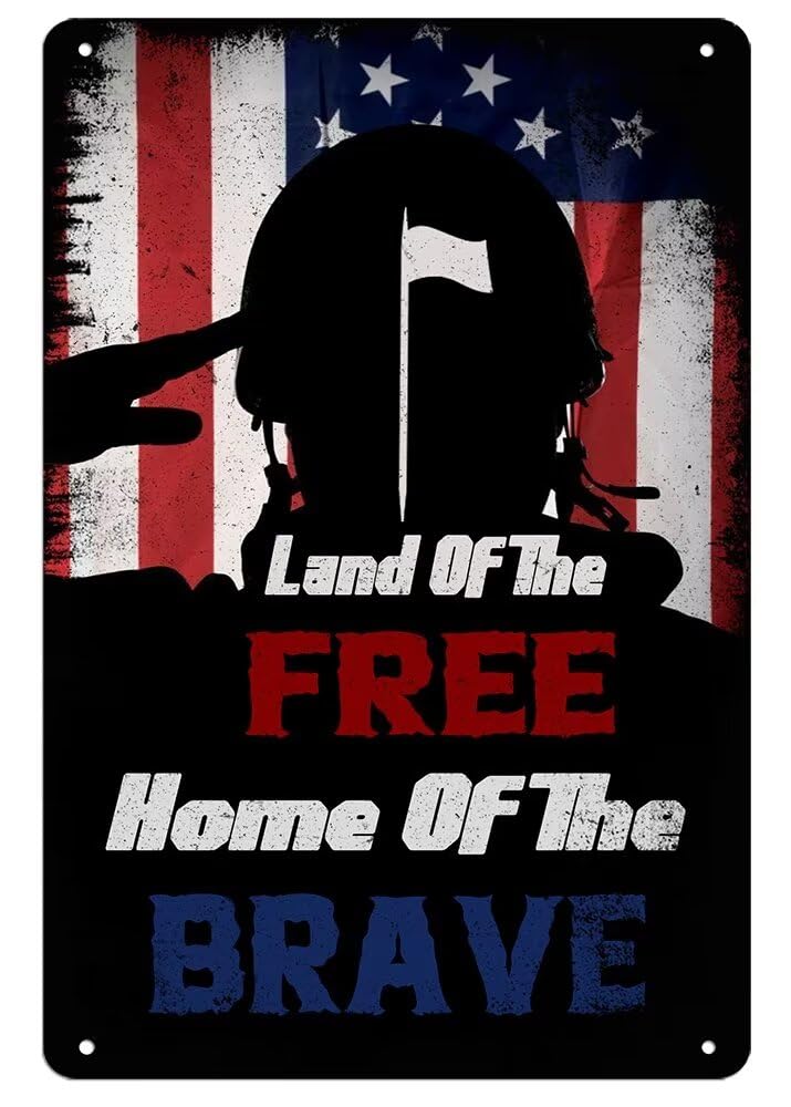 Memorial Day Metal Tin Sign Land of The Free Home of The Brave Art ...