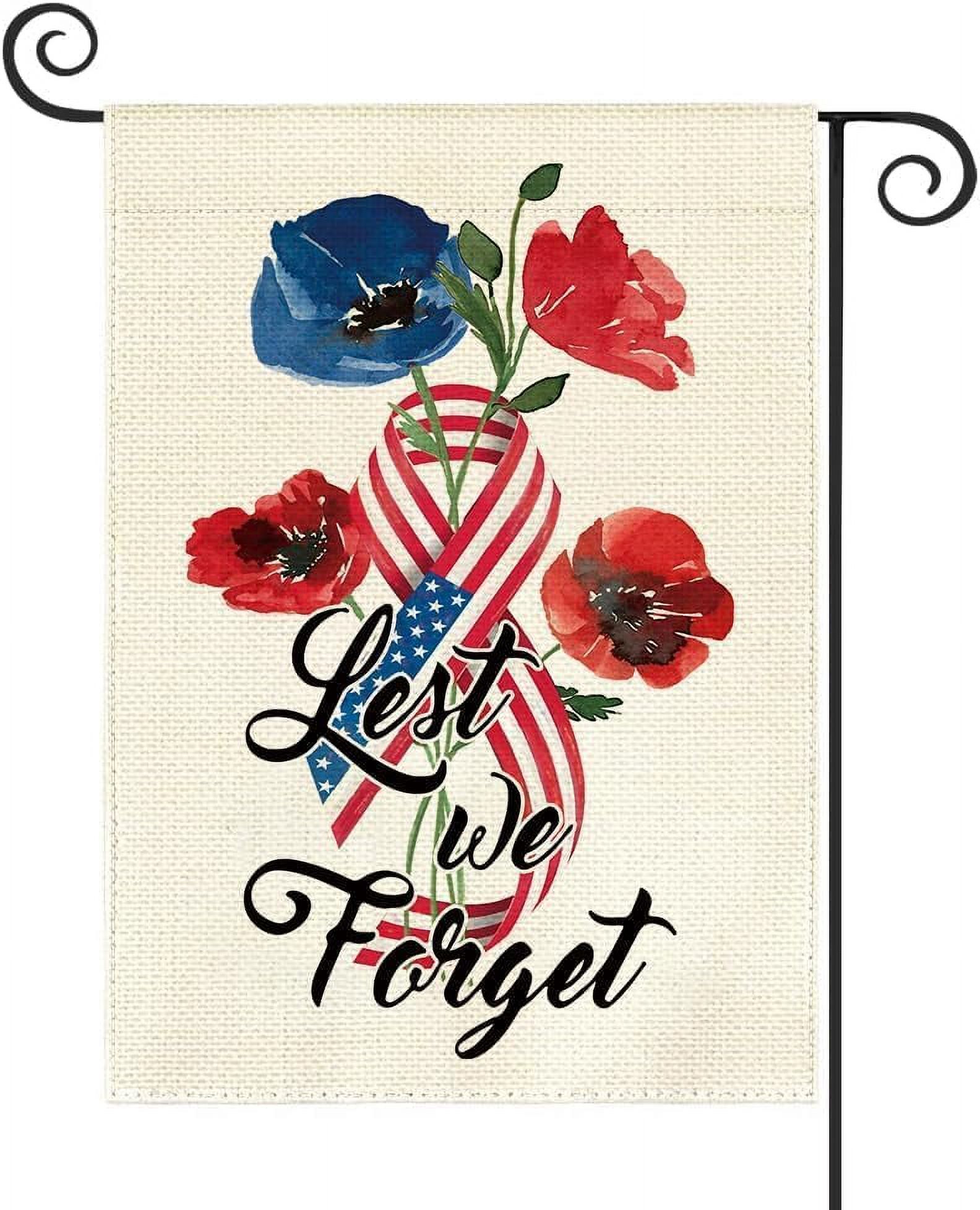 Memorial Day Patriotic Garden Flag 4th of July Independence Day Lest We ...