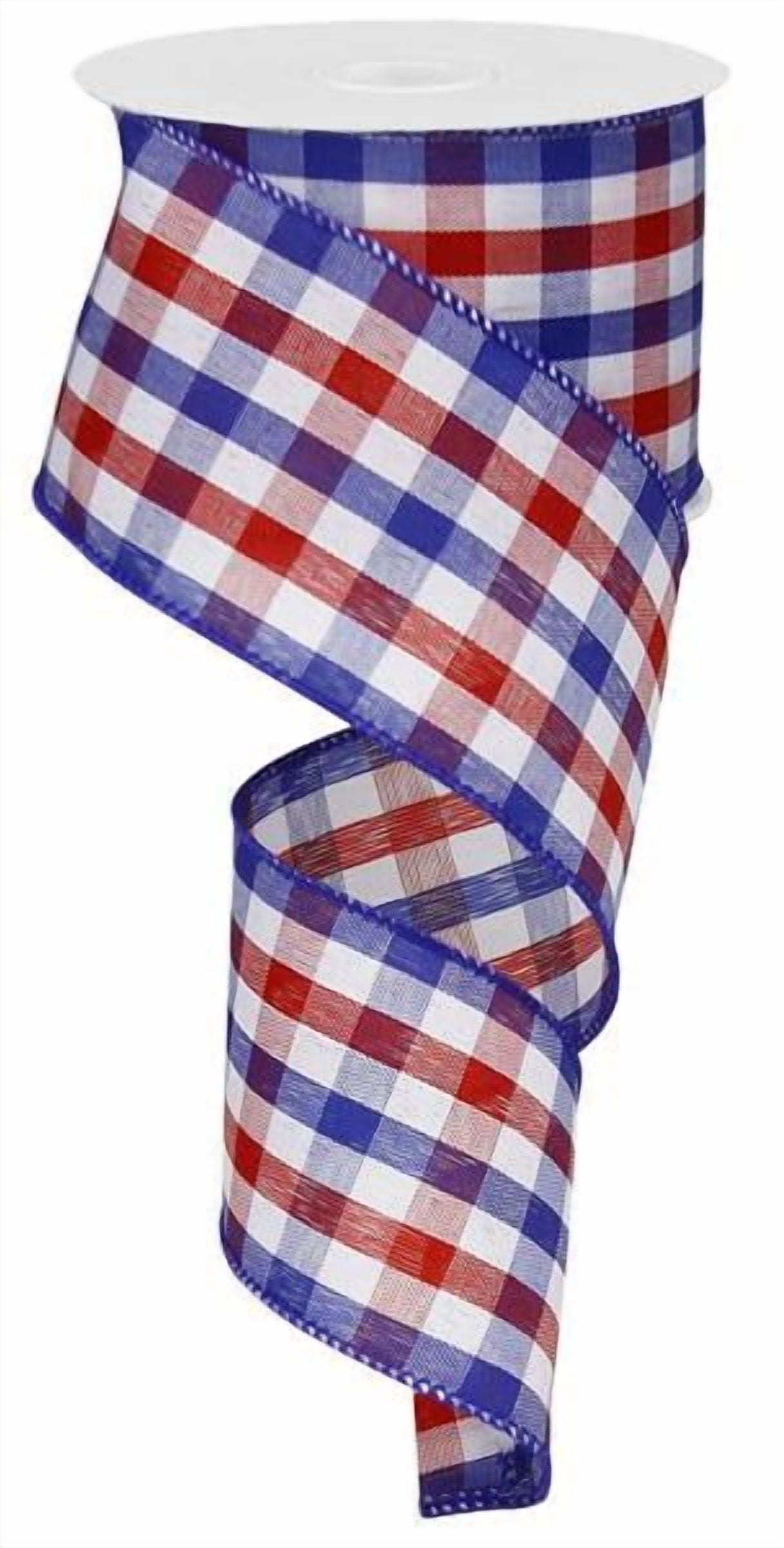 Memorial Day Patriotic Plaid Ribbon - 2 1/2" x 10 Yards, Wired Edge ...