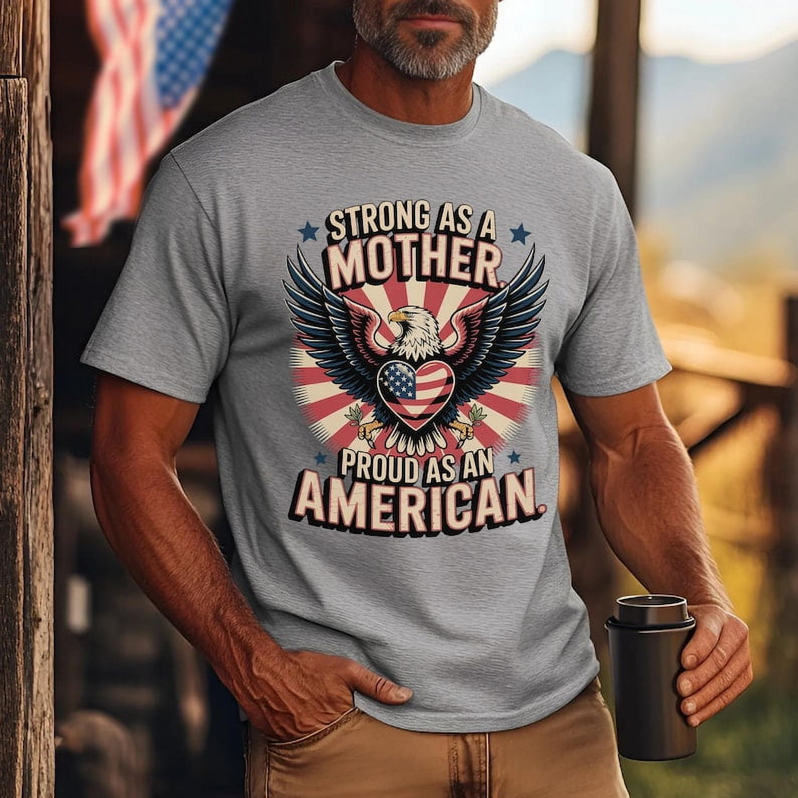 Memorial Day Patriotic T-shirt, Strong as a Mother Proud as an American ...