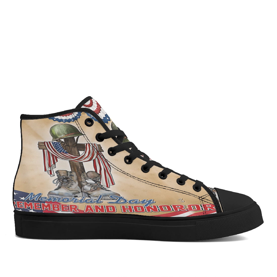 Memorial Day Remember and Honor Veteran High Top Canvas Shoes Sneakers ...