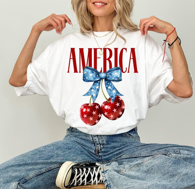 Memorial Day Shirt, Coquette 4th of July Shirt Women, Stars Stripes USA ...