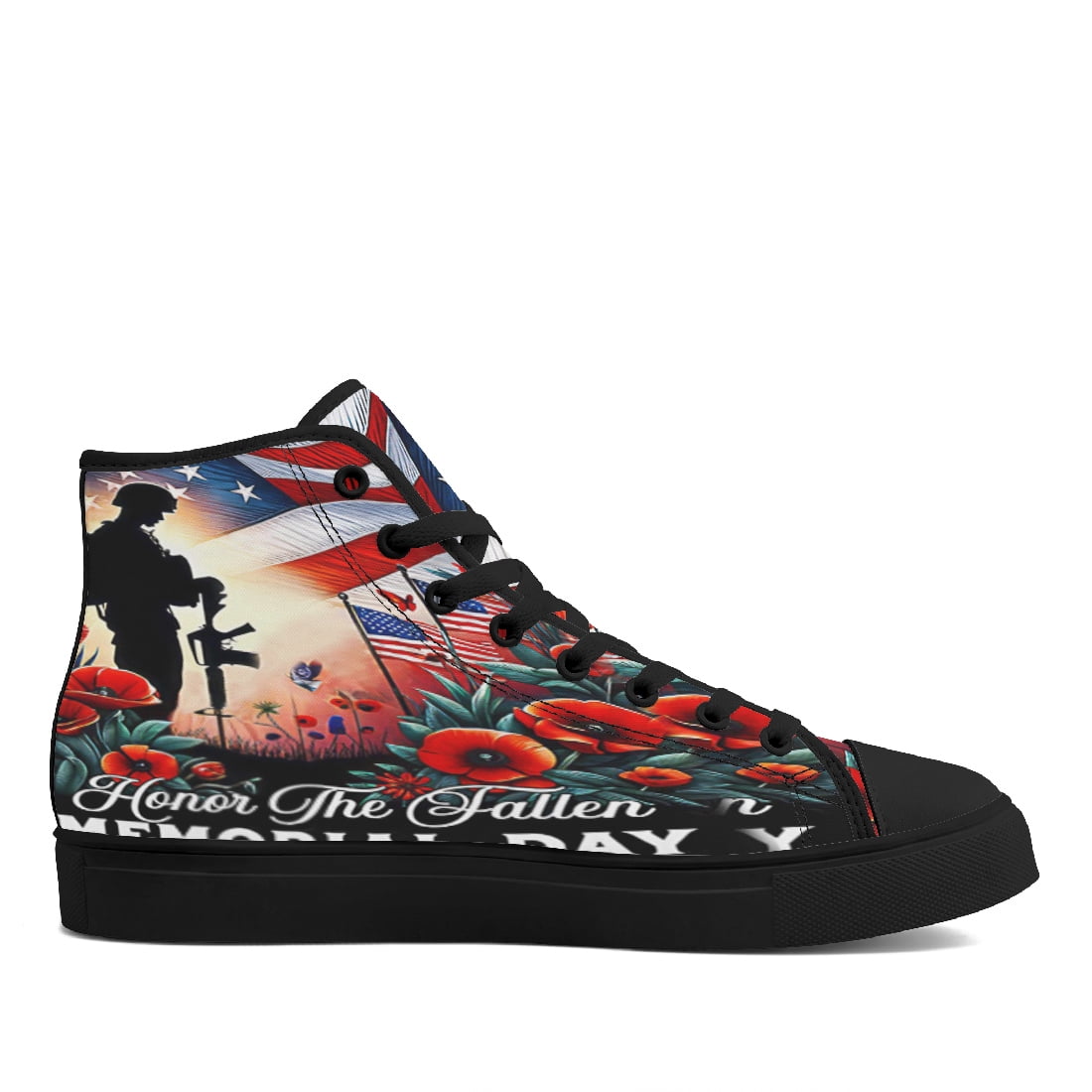 Memorial Day US Veteran Honor The Fallen High Top Canvas Shoes Sneakers ...