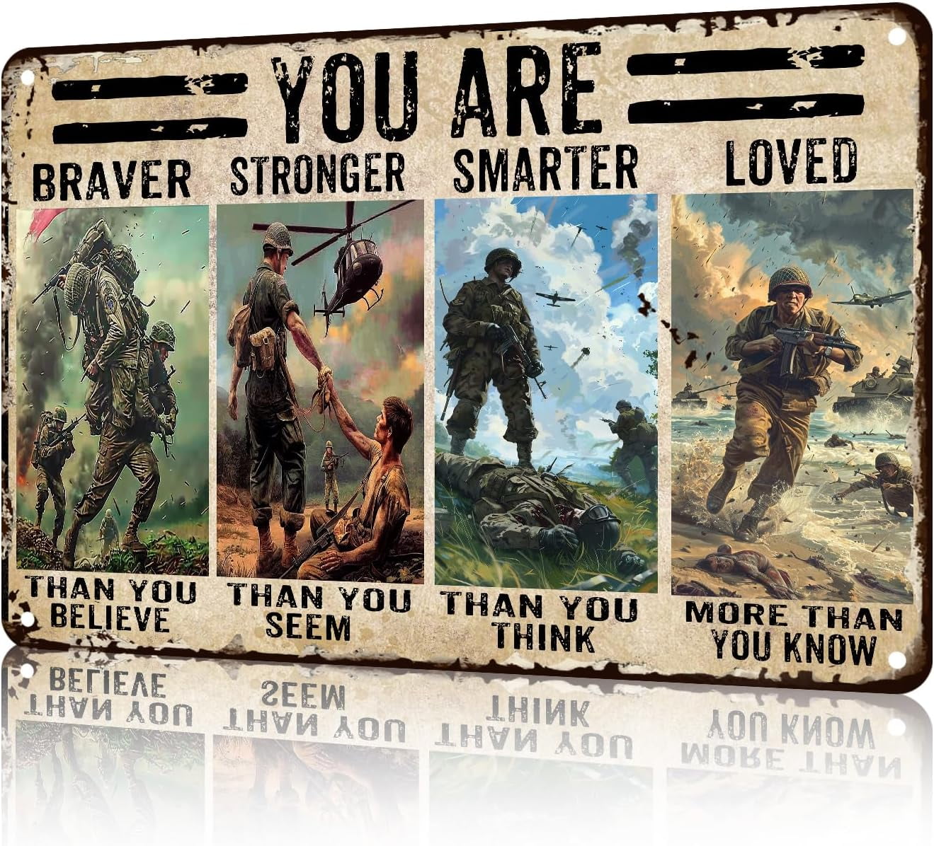 Memorial Day Veteran Metal Tin Sign Veteran You Are Braver Stronger ...