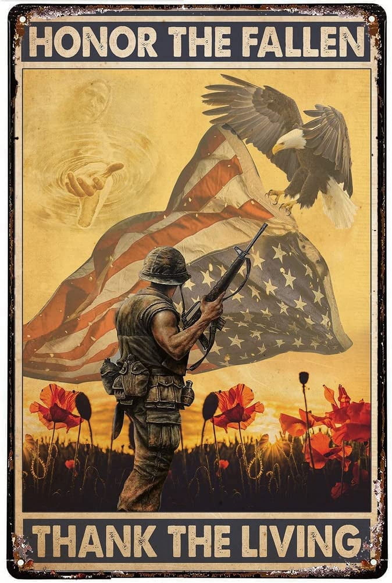 Memorial Day Veteran Vintage Tin Sign - "Honor The Fallen", Veterans ...