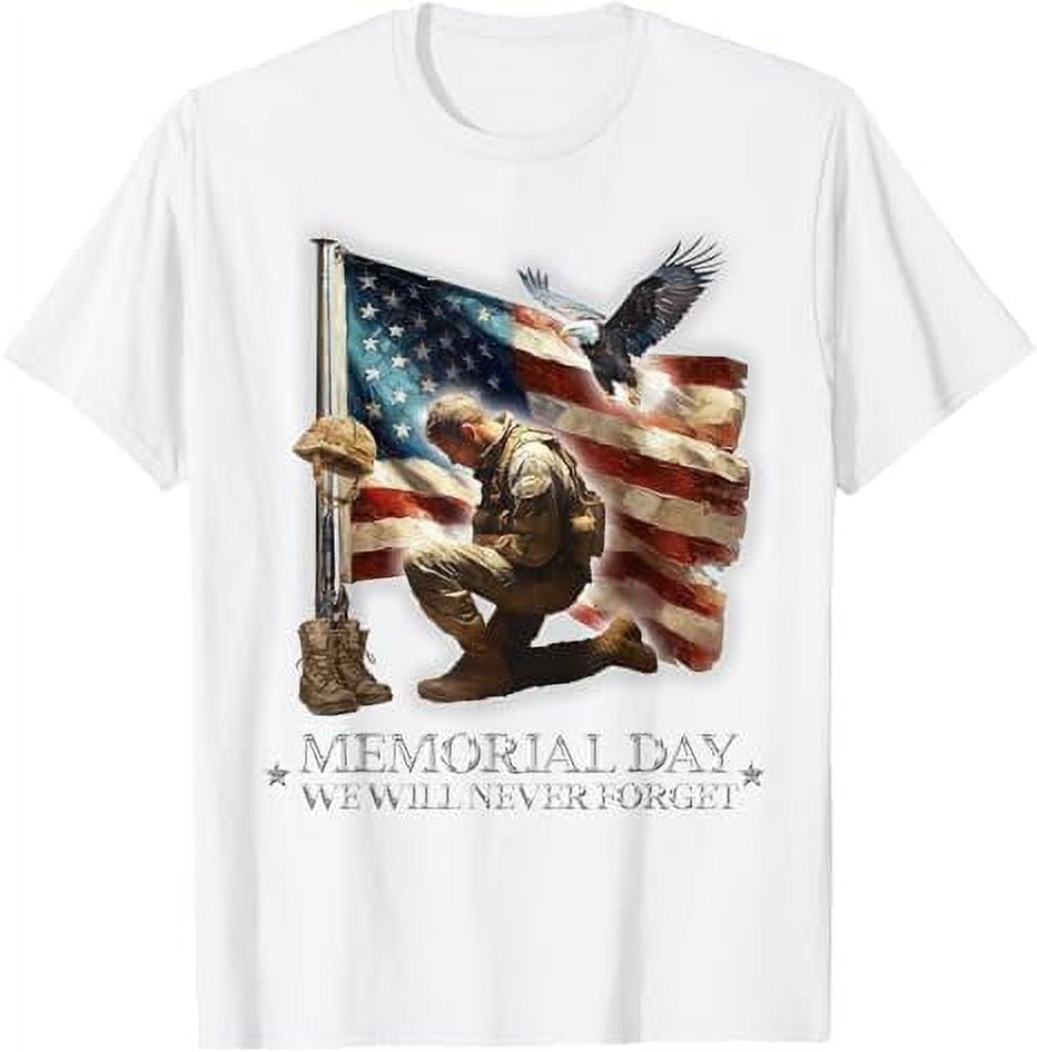 Memorial Day Veterans Land of Free Never Forget America T-Shirt ...