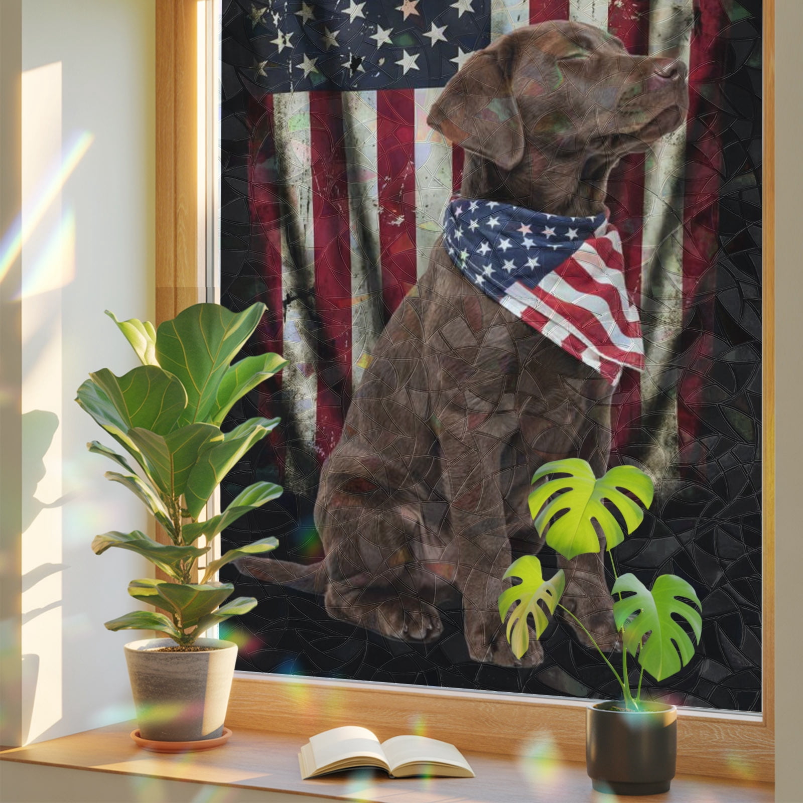 Memorial Day Window Privacy Film Rainbow Static Cling Stain Glass ...