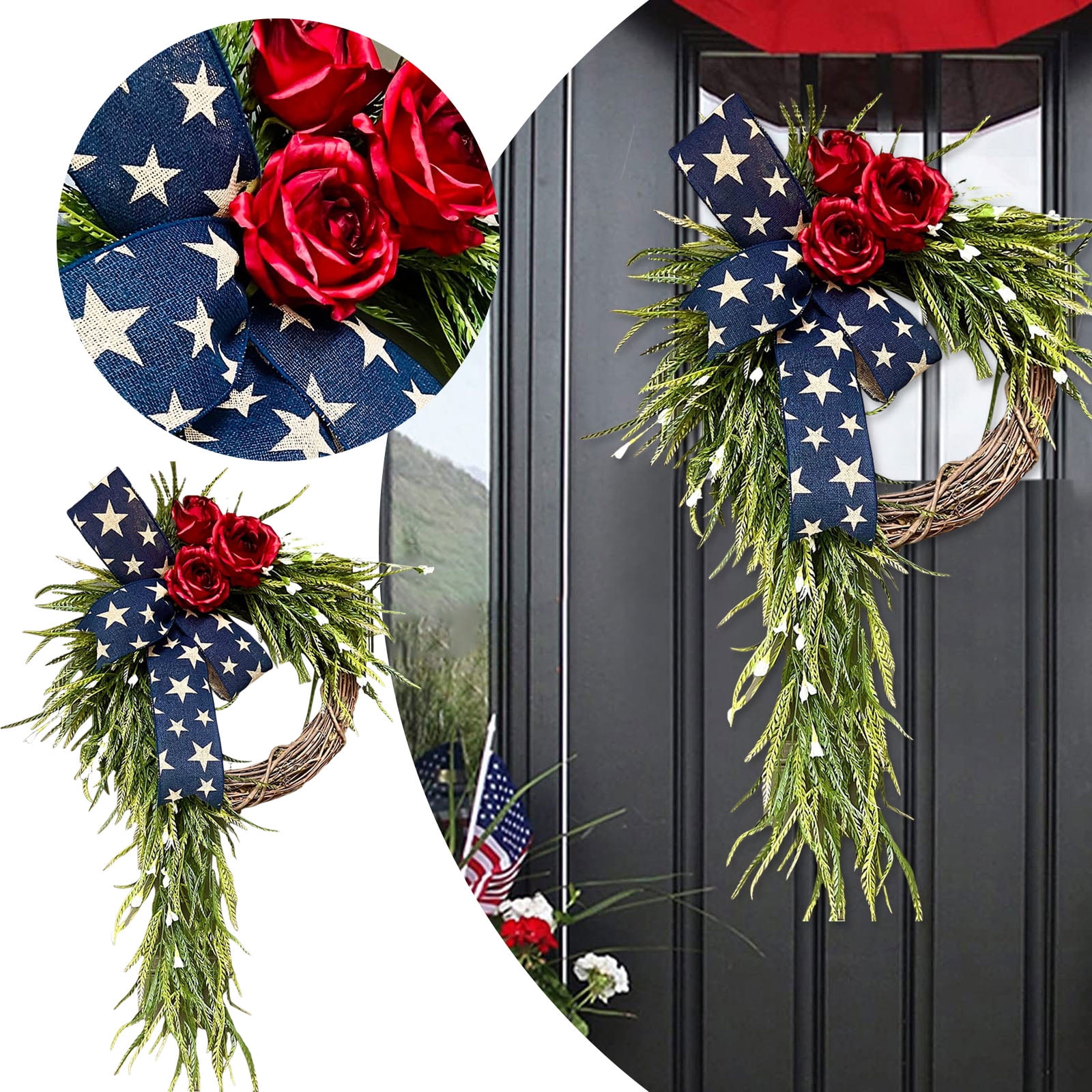 Memorial Day Wreaths Patriotic Wreath Spring Fourth of July Red White ...