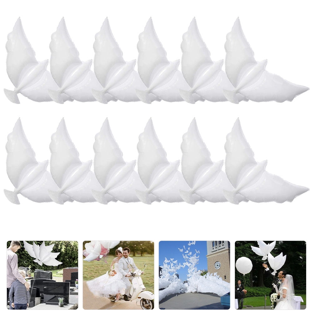 BESTOYARD 12pcs Dove Balloons Memorial Pigeon Balloons Wedding and ...