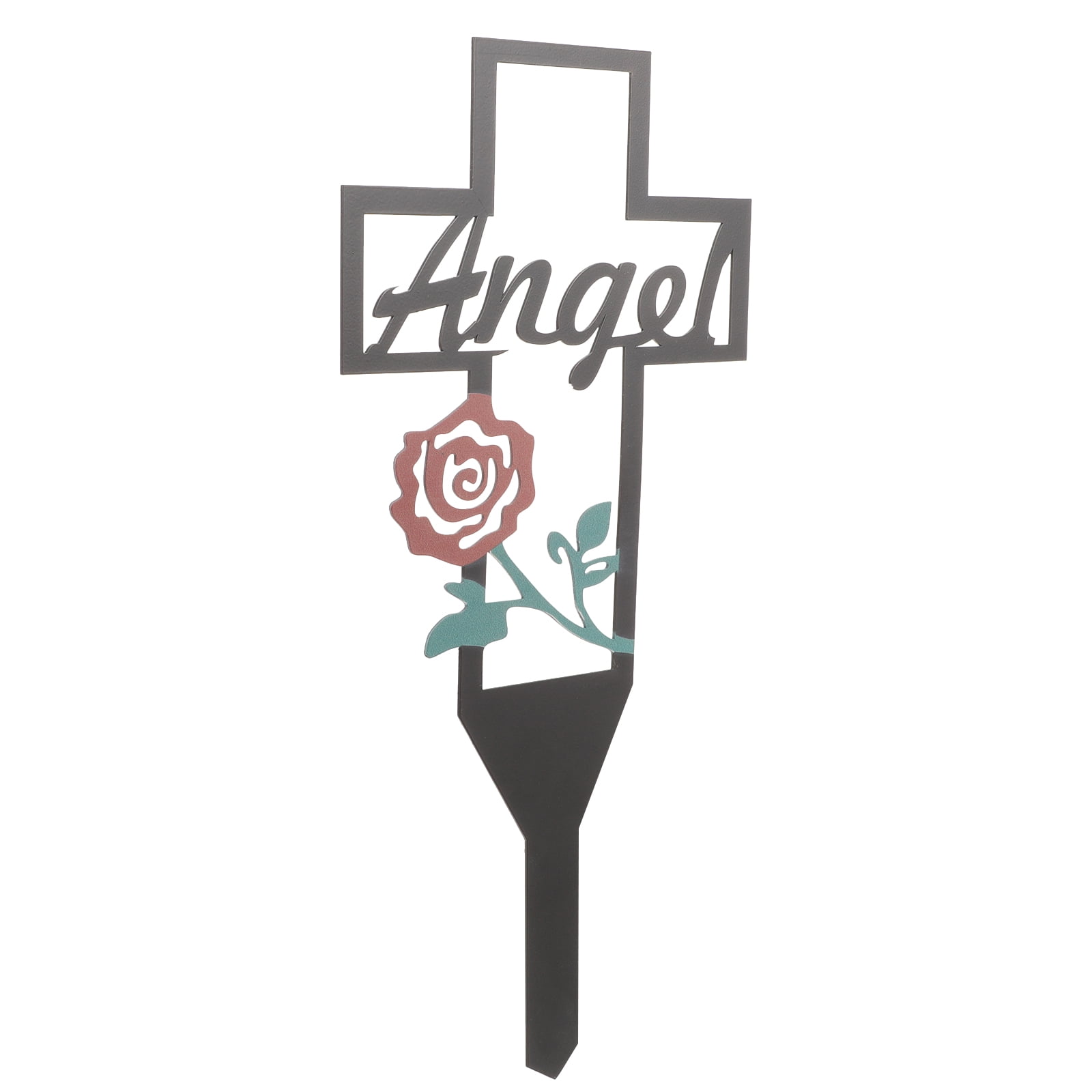 Metal Memorial Stake Cross Decorative Cemetery Sign Yard Stake 1 Set ...