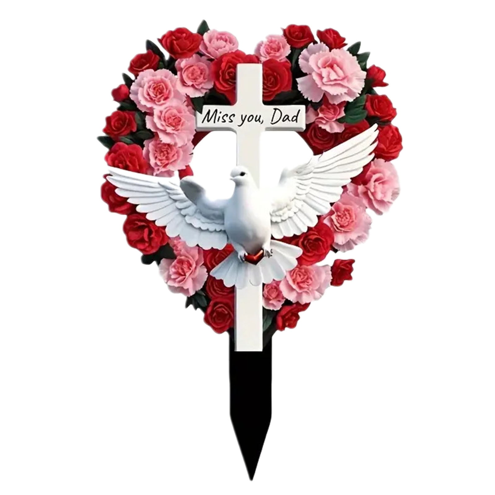 Memorial Garden Stake - Heart Shaped Acrylic Plaque with Roses for ...