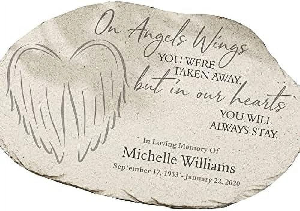 Memorial Garden Stone - On Angels Wings, Customizable with Name and ...