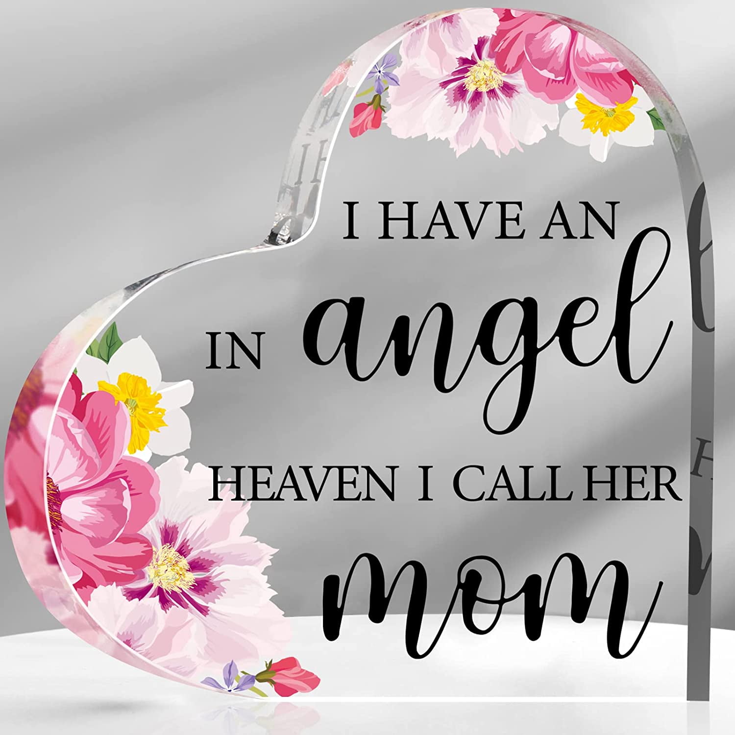 Memorial Gift for Loss of Mother Flowers Heart Sympathy Gift 4"x4" Mom ...