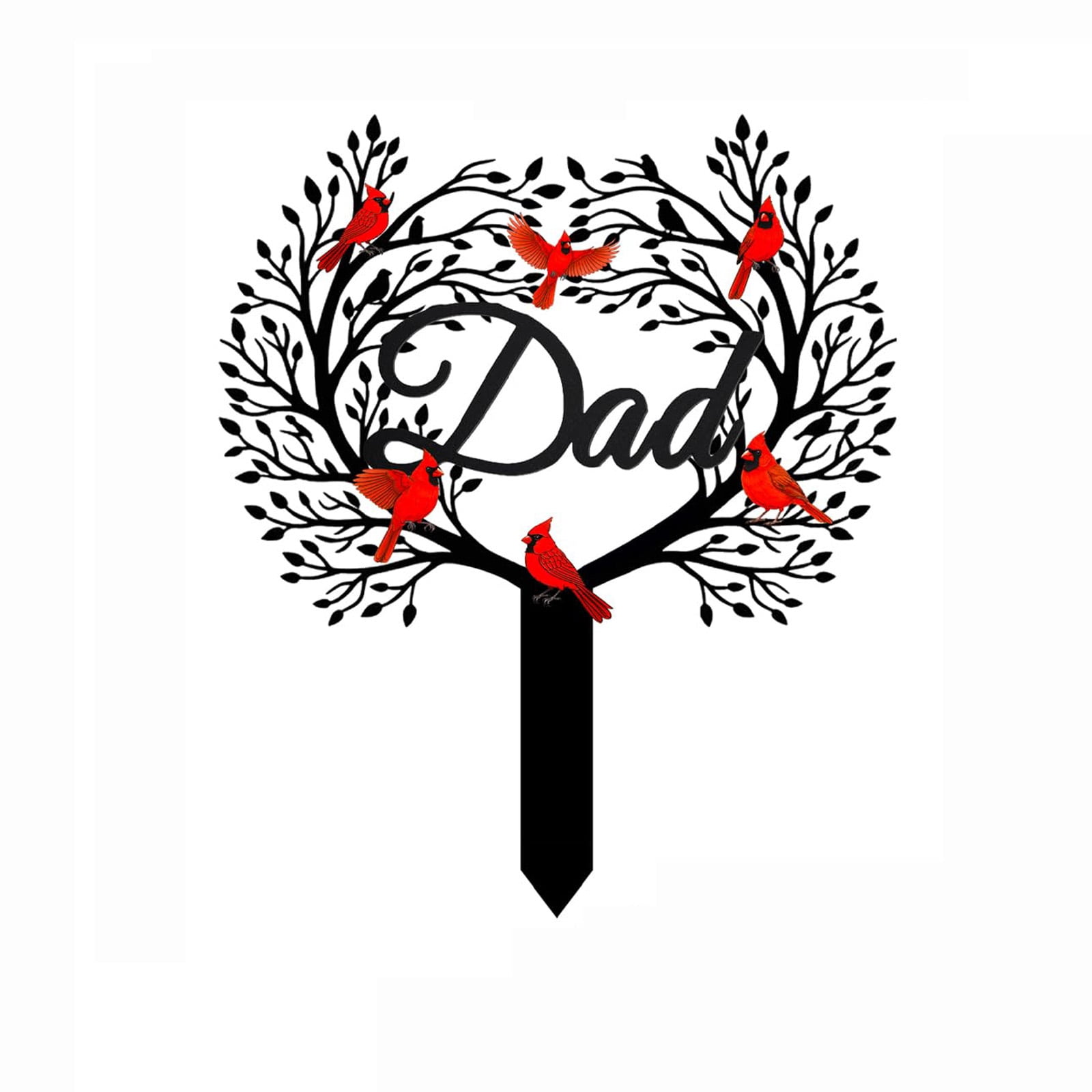 Memorial Grave Stake for Dad with Tree of Life and Cardinals - Metal ...