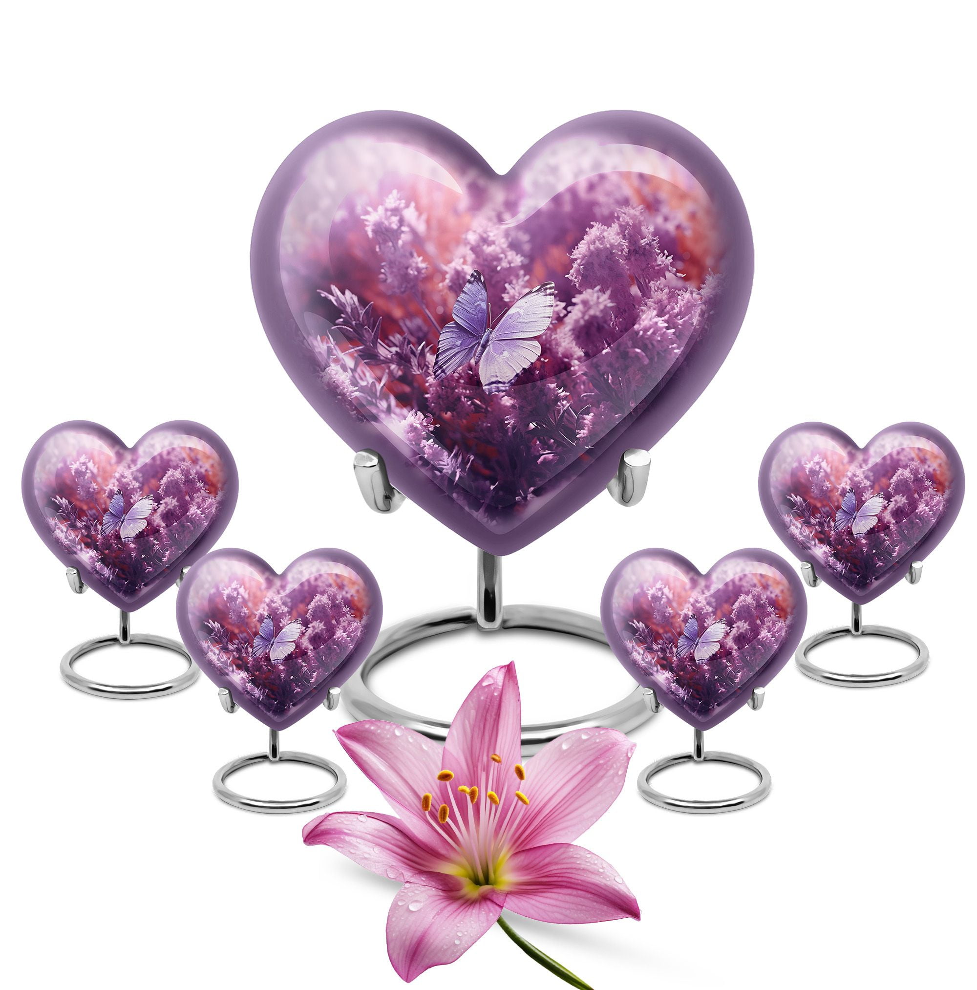 Memorial Large And Small Purple Butterfly Urns For Human Ashes Adult Father - Funeral Urn For ...