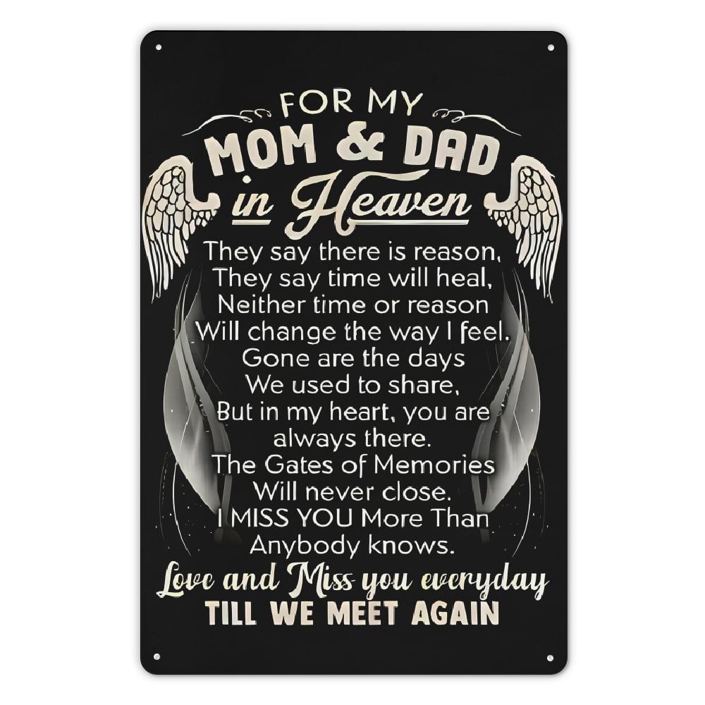 Memorial Metal Sign 12x8 My Parents in Heaven Metal Sign - Small Hemp ...