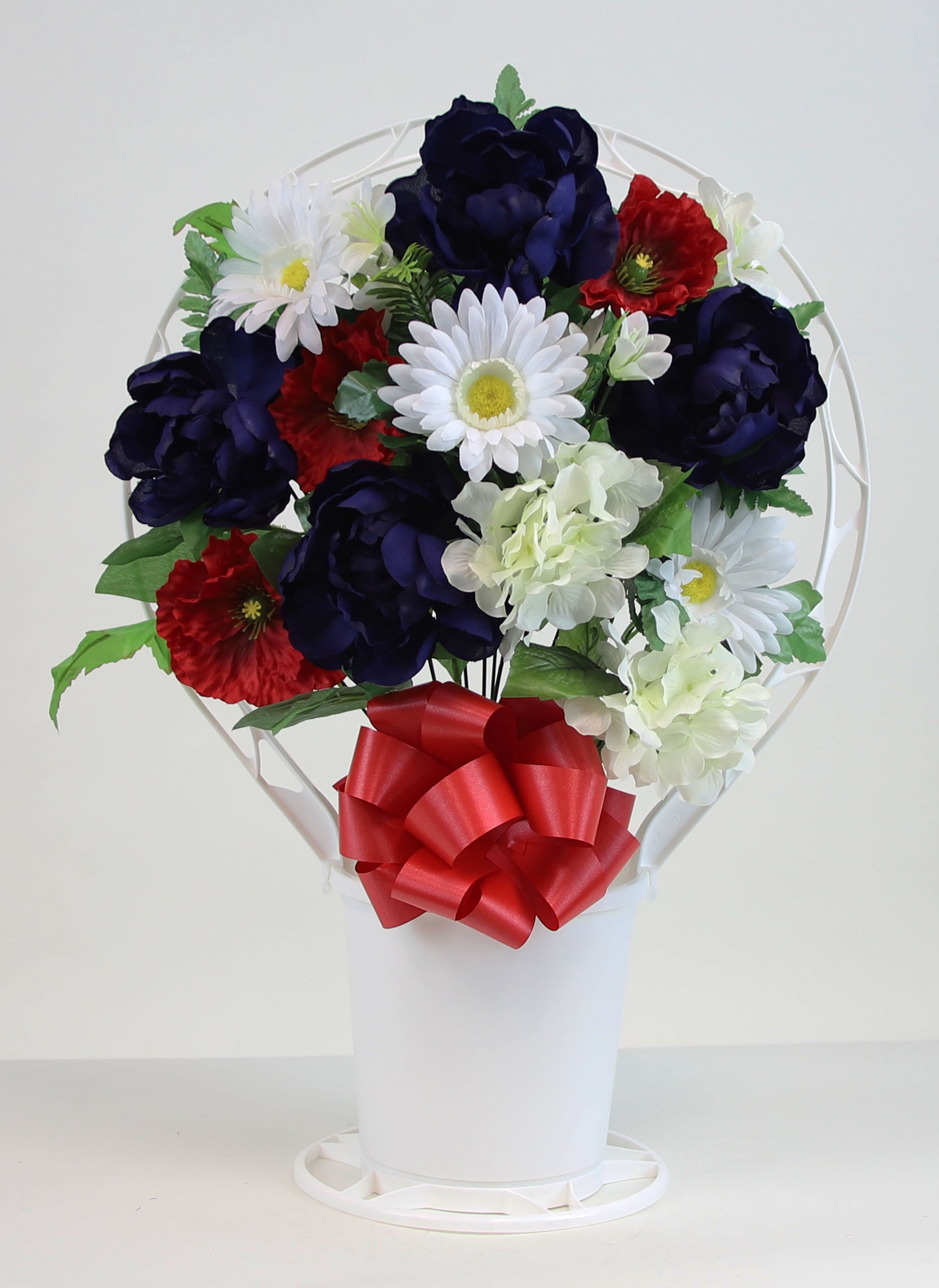 Memorial Peony Mix Hoop Basket Cemetery Arrangement - Walmart.com