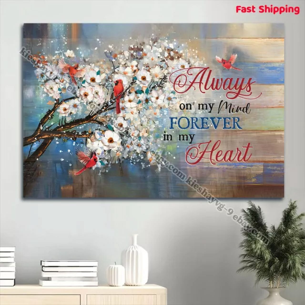 Memorial Poster Beautiful Jasmine Garden, Red Cardinal Poster Gift For ...