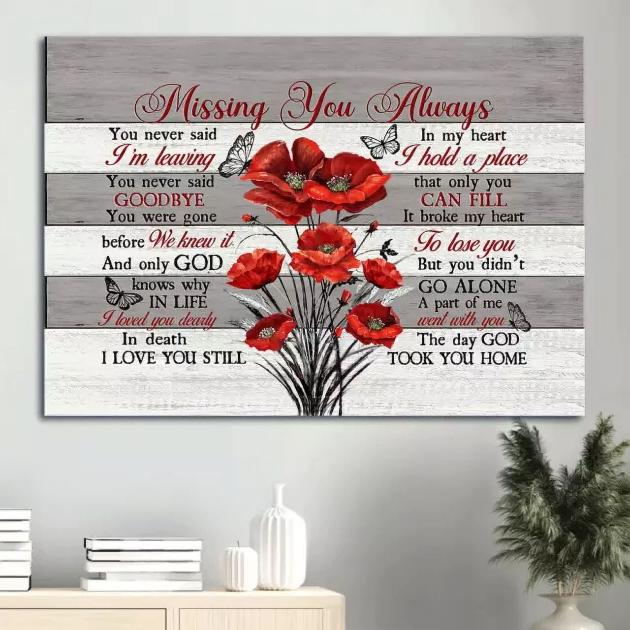 Memorial Poster Red Poppy Painting, Black Butterfly- Gift For Members ...