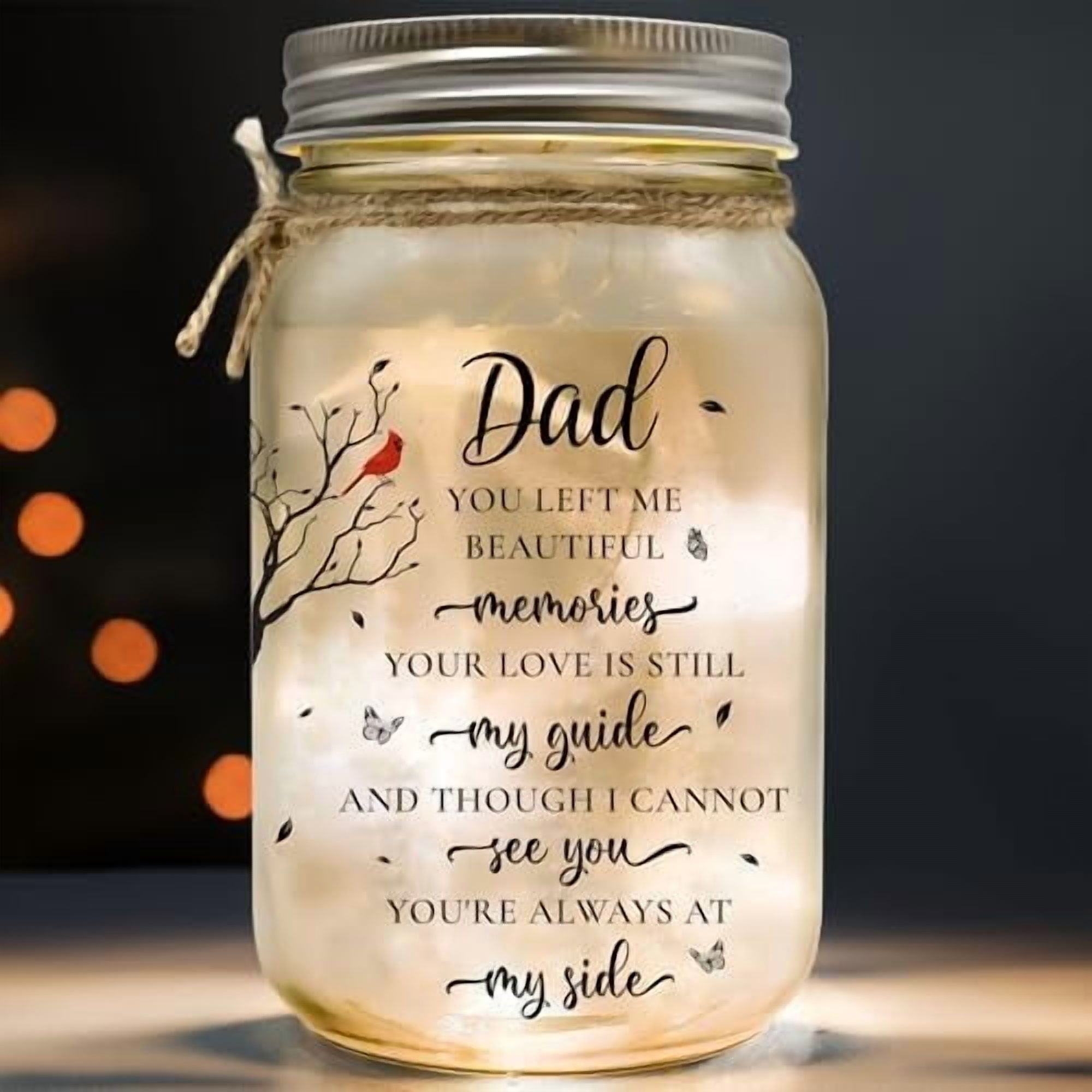 Memorial Red Cardinal Mason Jar Light: Bereavement gift for dad/father ...