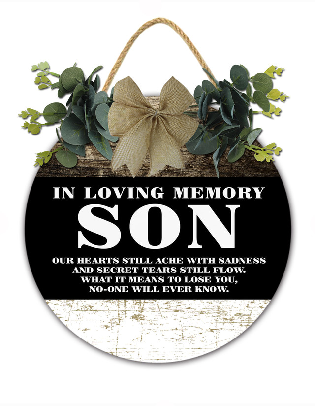 Memorial Sign Gift Farmhouse in Loving Memory Son Our Hearts Still Ache ...