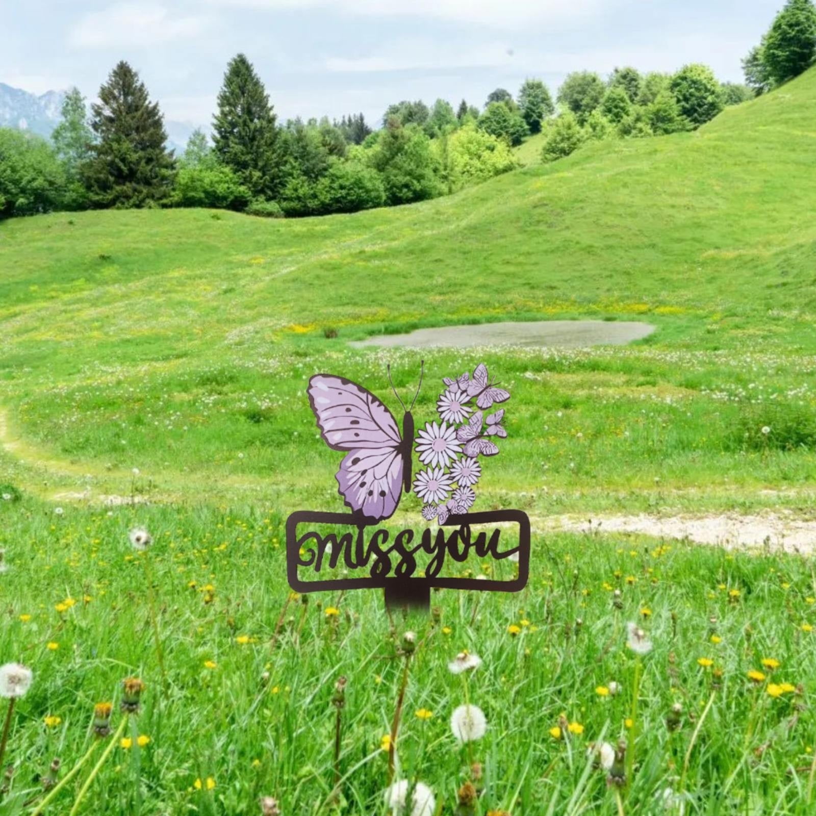 Memorial Stakes Cemetery Grave Plaque Stake Markers Memorial Butterfly ...