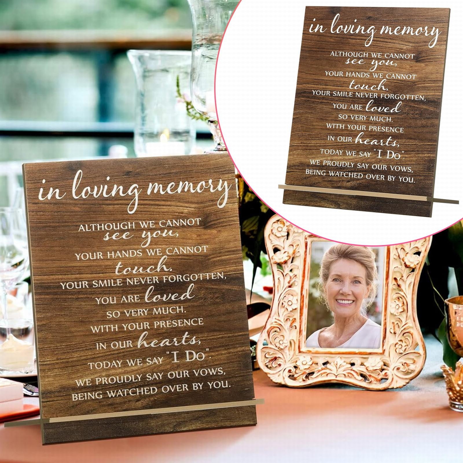 Memorial Table Sign for Wedding, Acrylic Wooden Wedding Reception Signs ...