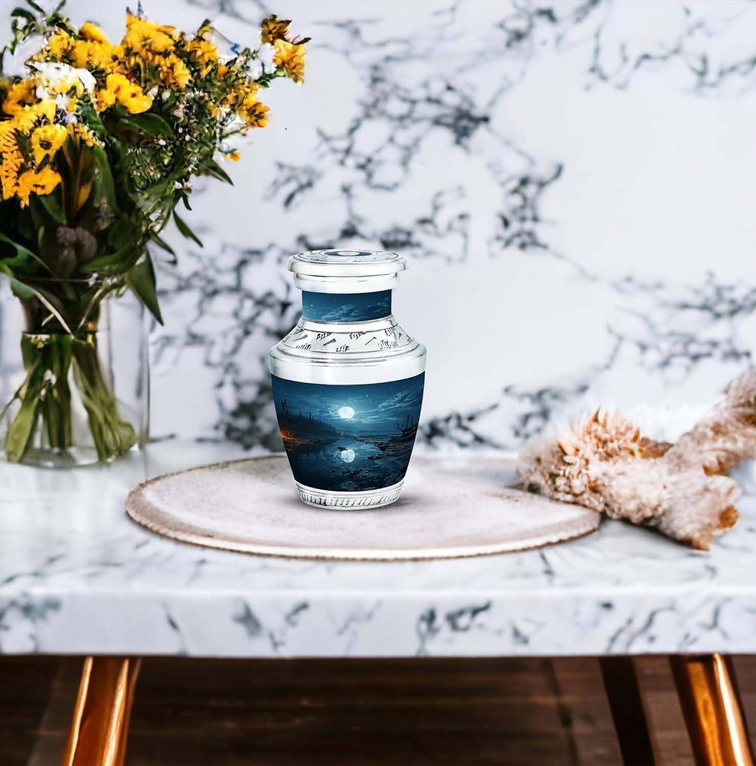 Memorial Urn with Moon and Night Sky Design, Artistic and Decorative ...