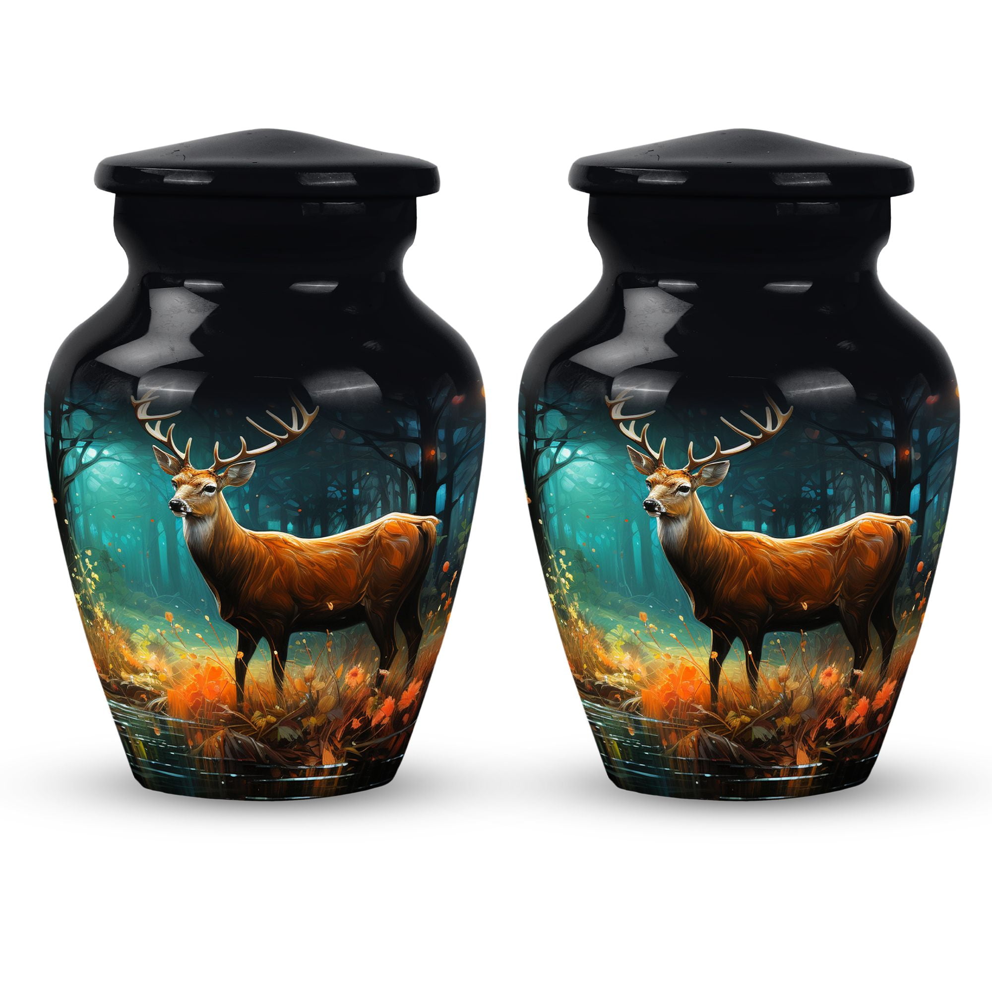 Memorial Urns - Glowing Forest Theme Set Of 2 - 3-Inch Cremation Urns ...