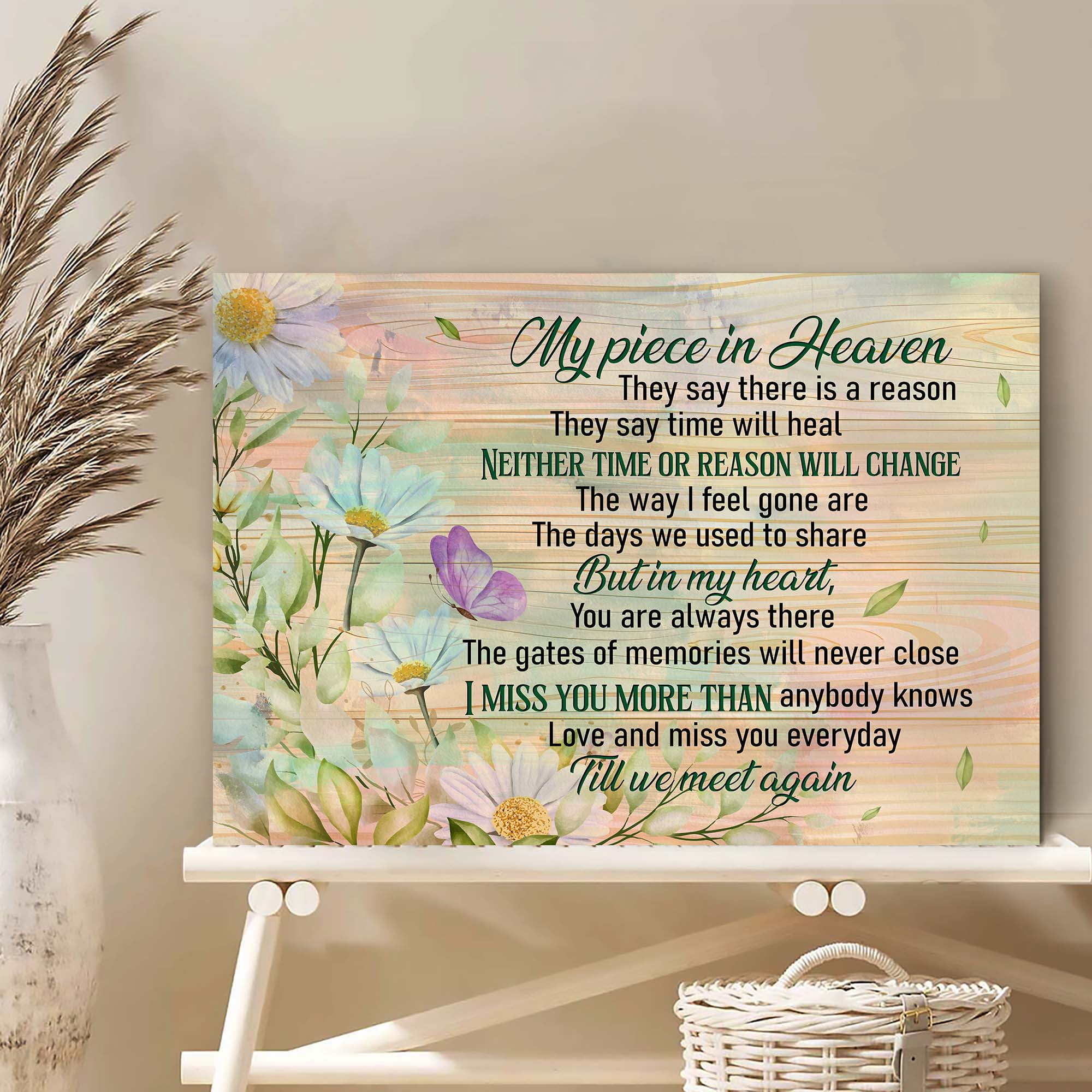 Memorial Wall Art - My Piece in Heaven Canvas Print - Sympathy ...