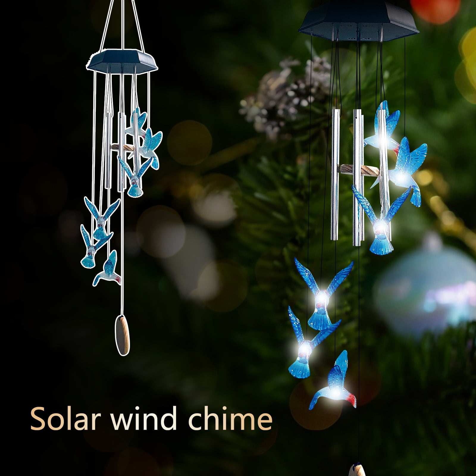 Memorial Wind Chimes,Color Changing LED Hexagonal Wind Chimes Home ...